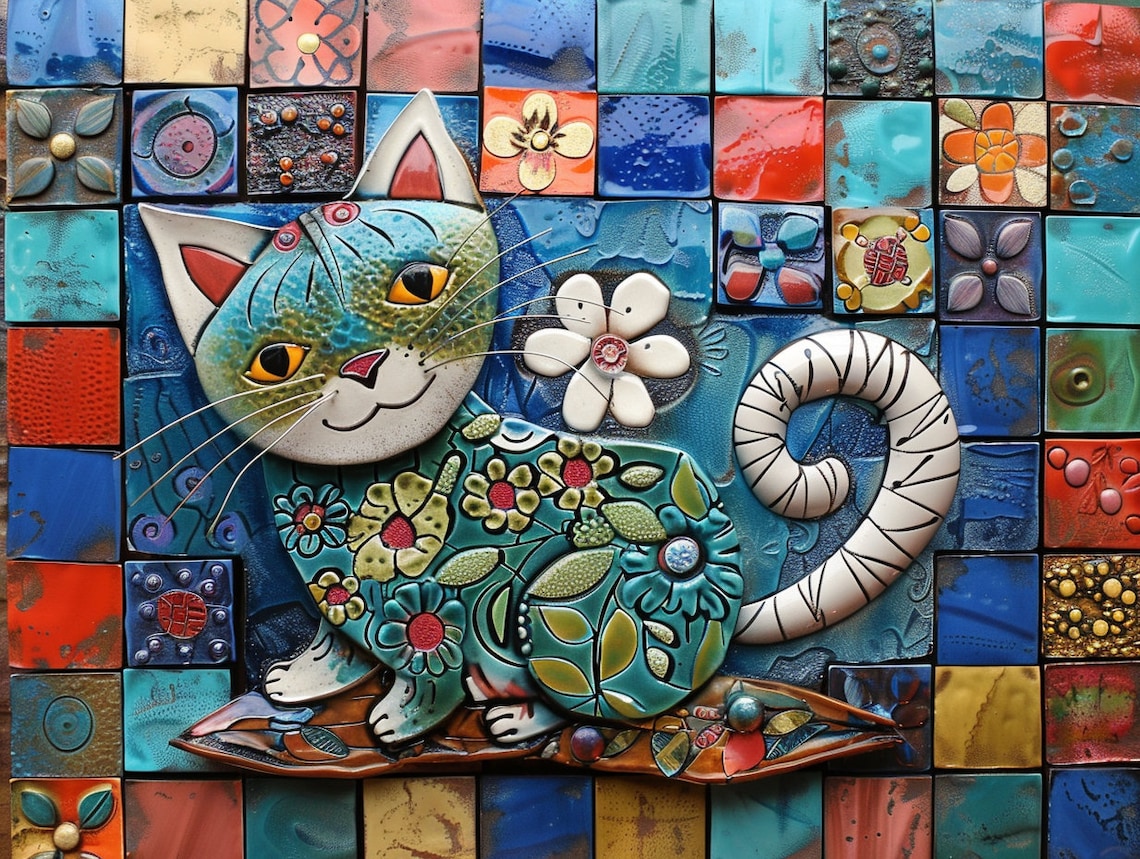 Cat Ceramic Tile. - Etsy