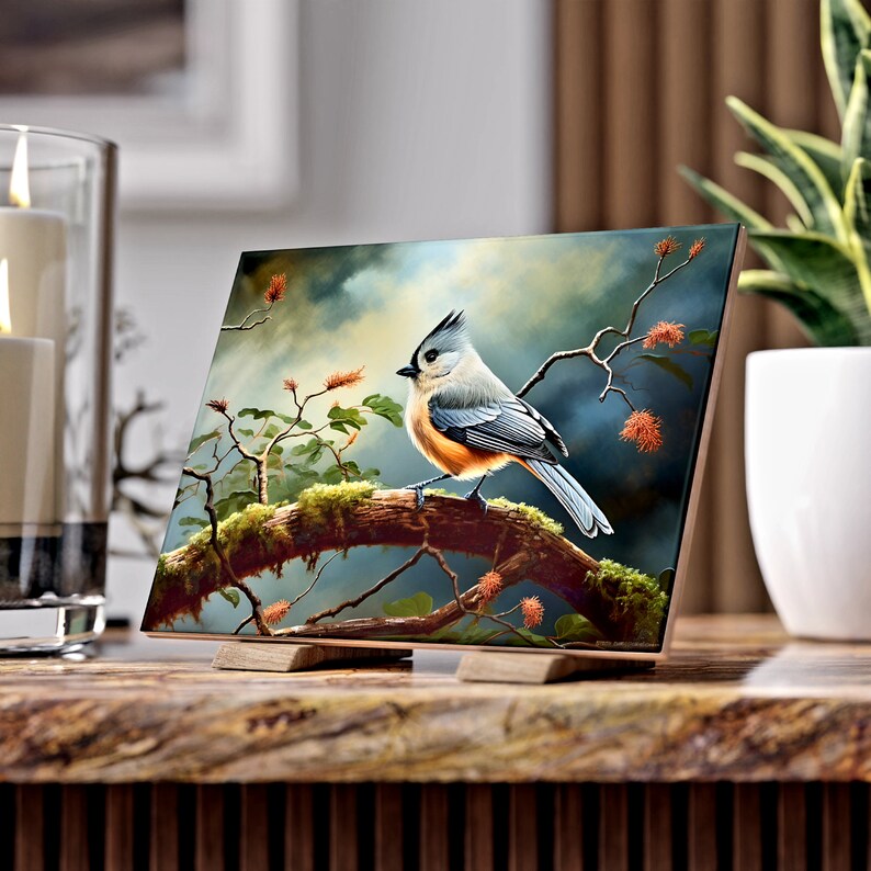 Tufted Titmouse Bird Ceramic Tile Bird Accent Tile - Etsy