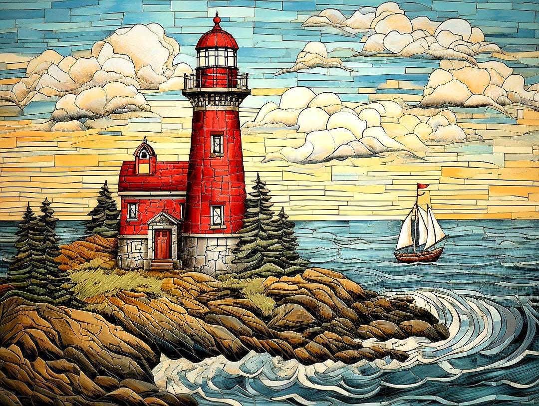 Lighthouse Ceramic Tile/mural , Beacon Decorative Tile/mural, Coastal ...