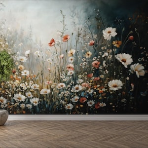 Wildflower Wallpaper Mural. Meadow Removable Mural. - Etsy