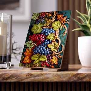 Grapes Ceramic Tile or Mural, Grapevine Wall Tile, Grape Accent Mosaic ...