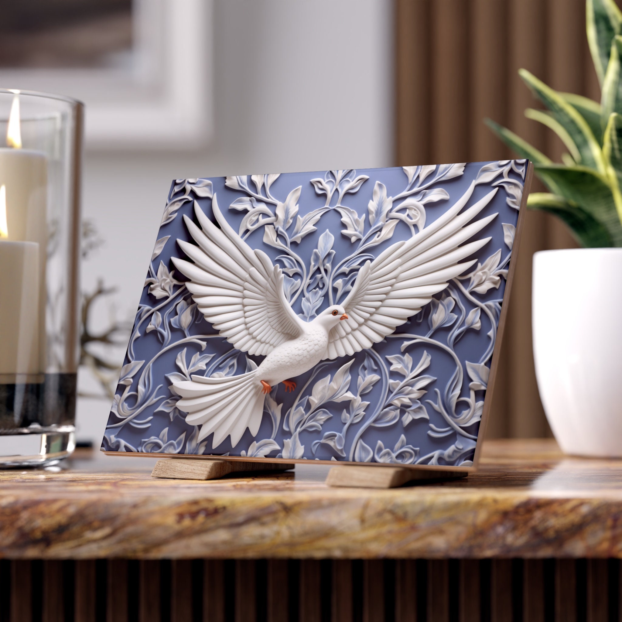 White Dove Ceramic Tile, Bird Accent Tile - Etsy