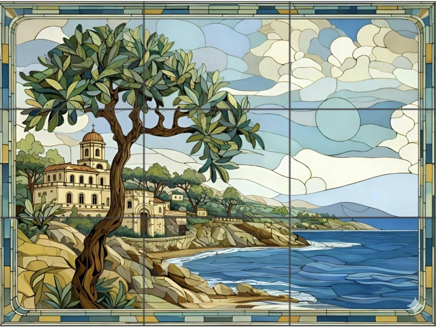 Sicily Coastline Ceramic Tile Backsplash. Italian Landscape Backsplash ...
