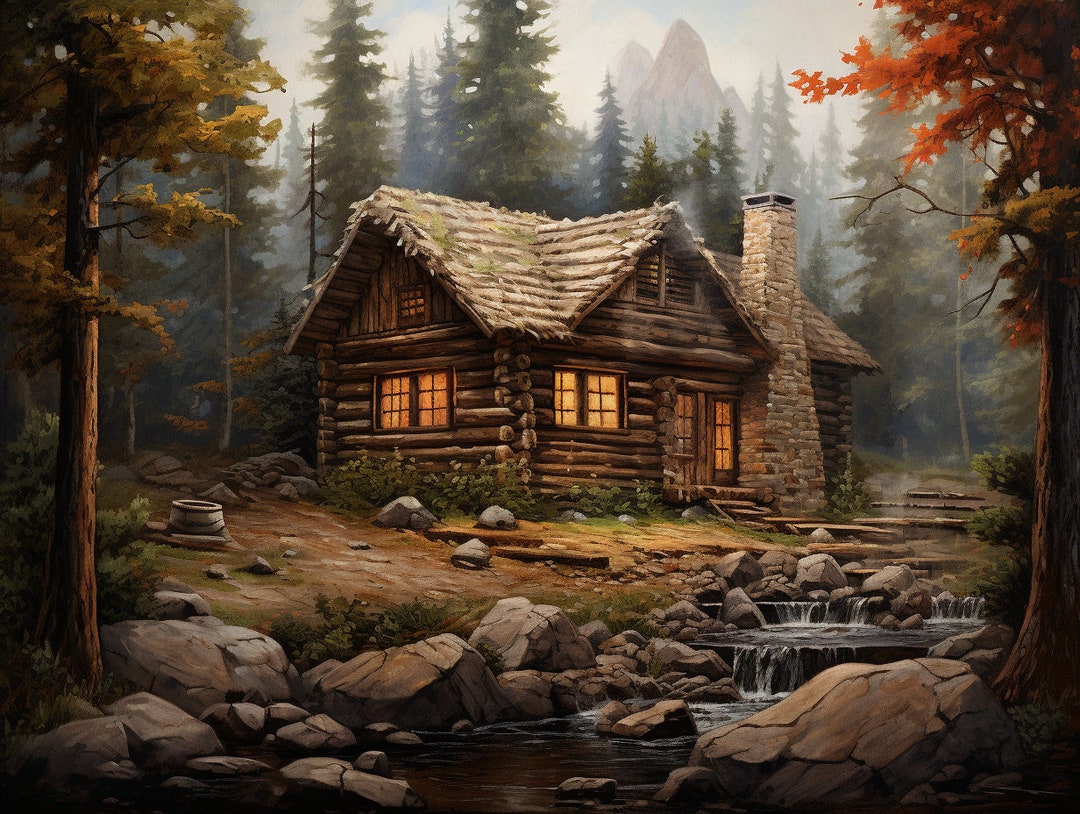 Log Cabin Ceramic Tile or Mural. - Etsy