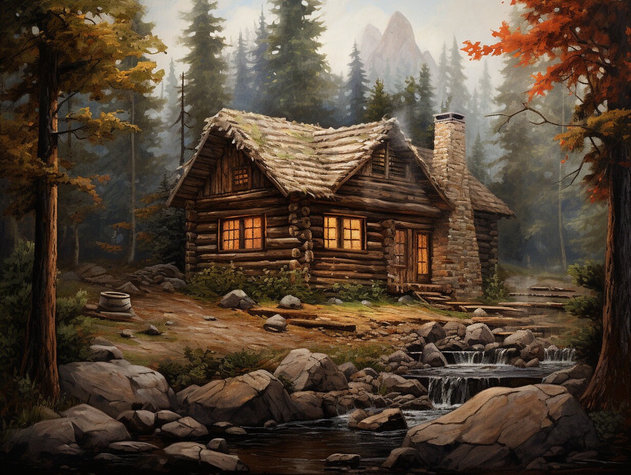 Log Cabin Ceramic Tile or Mural. - Etsy