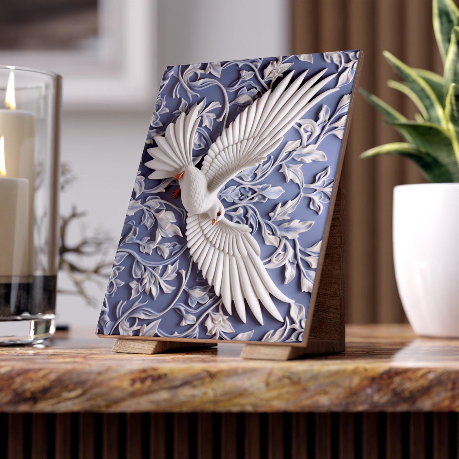 White Dove Ceramic Tile, Bird Accent Tile - Etsy