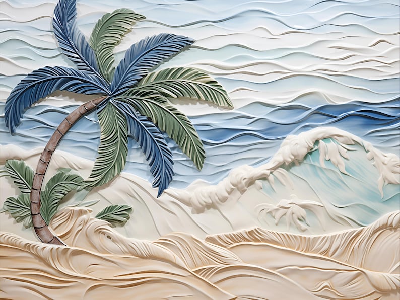 Palm Tree by the Ocean Ceramic Tile Backsplash. Beach Accent Tile ...