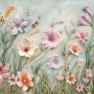 Floral Accent Tiles. Mauve and Mint Decorative Flowers Kitchen Tiles ...