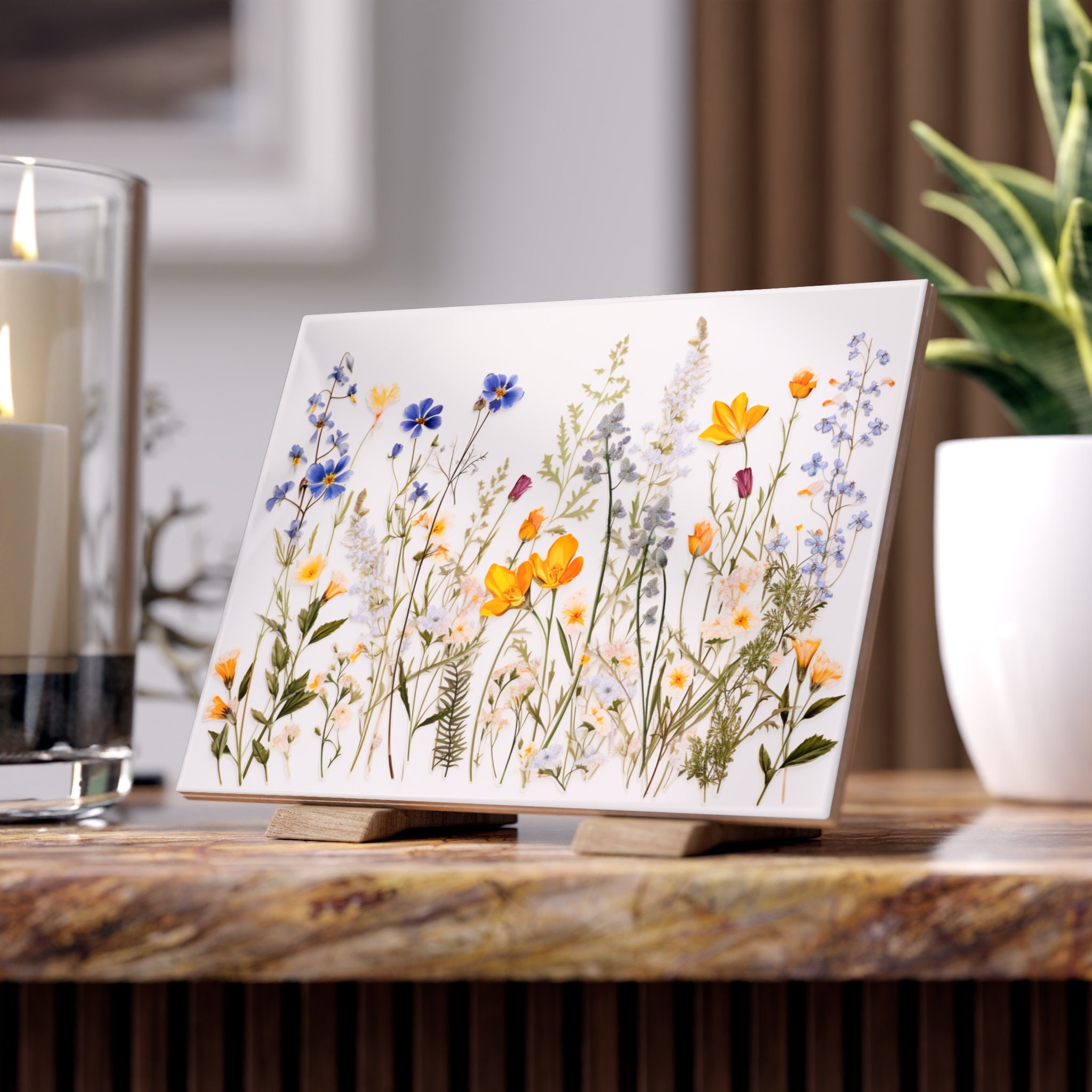 Field Flowers Backsplash, Ceramic Decorative Tiles, Floral Tiles. - Etsy