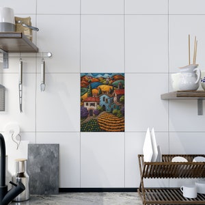 Whimsical Magic Town Ceramic Tiles or Murals. Set of 2. - Etsy