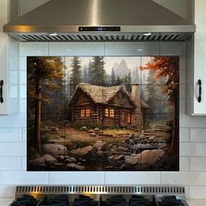 Log Cabin Ceramic Tile or Mural. - Etsy