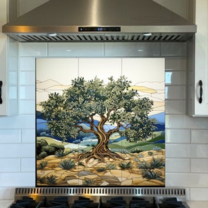 Olive Tree Tile Mural: Mediterranean Countryside Mosaic - Etsy
