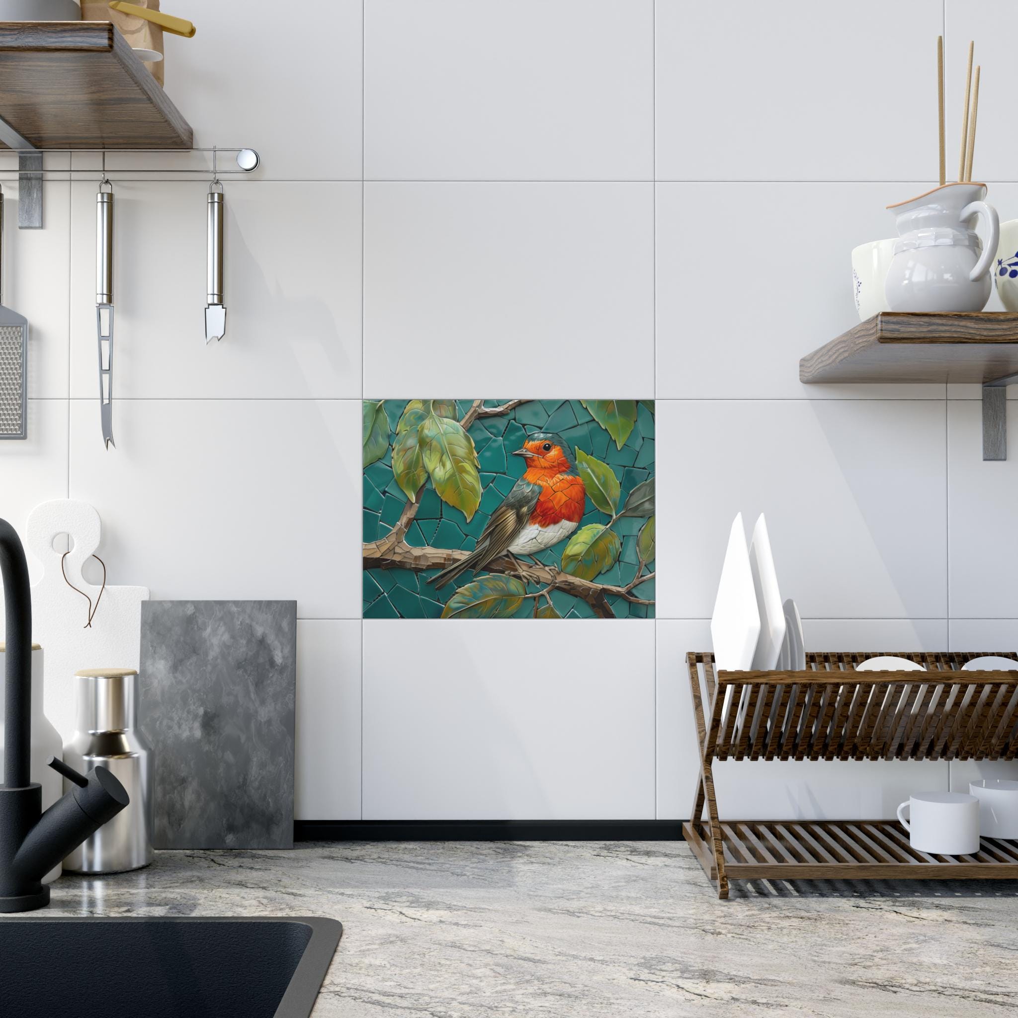 Robin Ceramic Tile or Mural. Bird Home Décor, Ceramic Kitchen ...