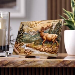 Rustic Elk Ceramic Tile Mural: Nature Scene Cabin Decor (set of 2) - Etsy