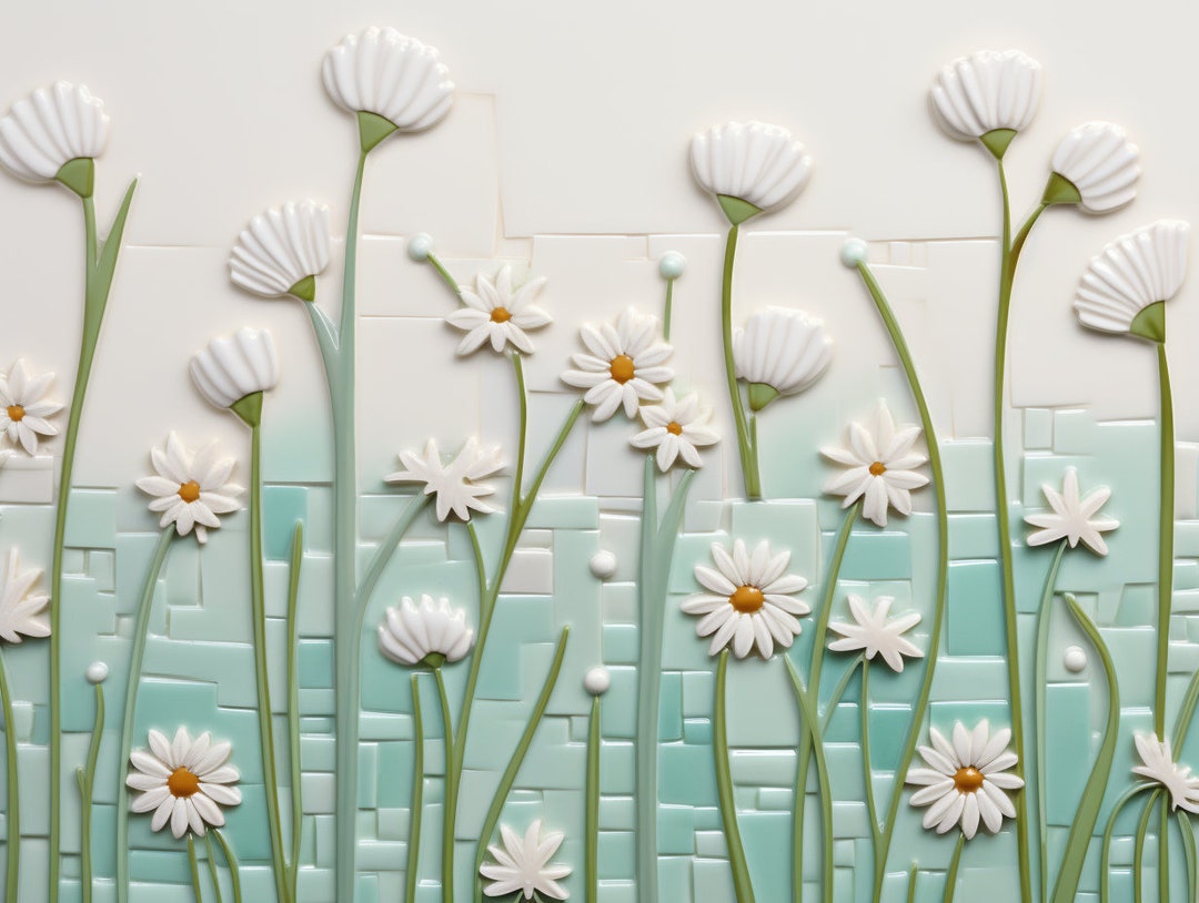 Daisies Tile Backsplash, Ceramic Daisy Tiles - Etsy