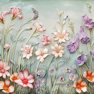 Floral Accent Tiles. Mauve and Mint Decorative Flowers Kitchen Tiles ...