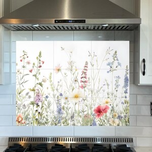 Summer Cottage Flowers Ceramic Backsplash Mural. - Etsy