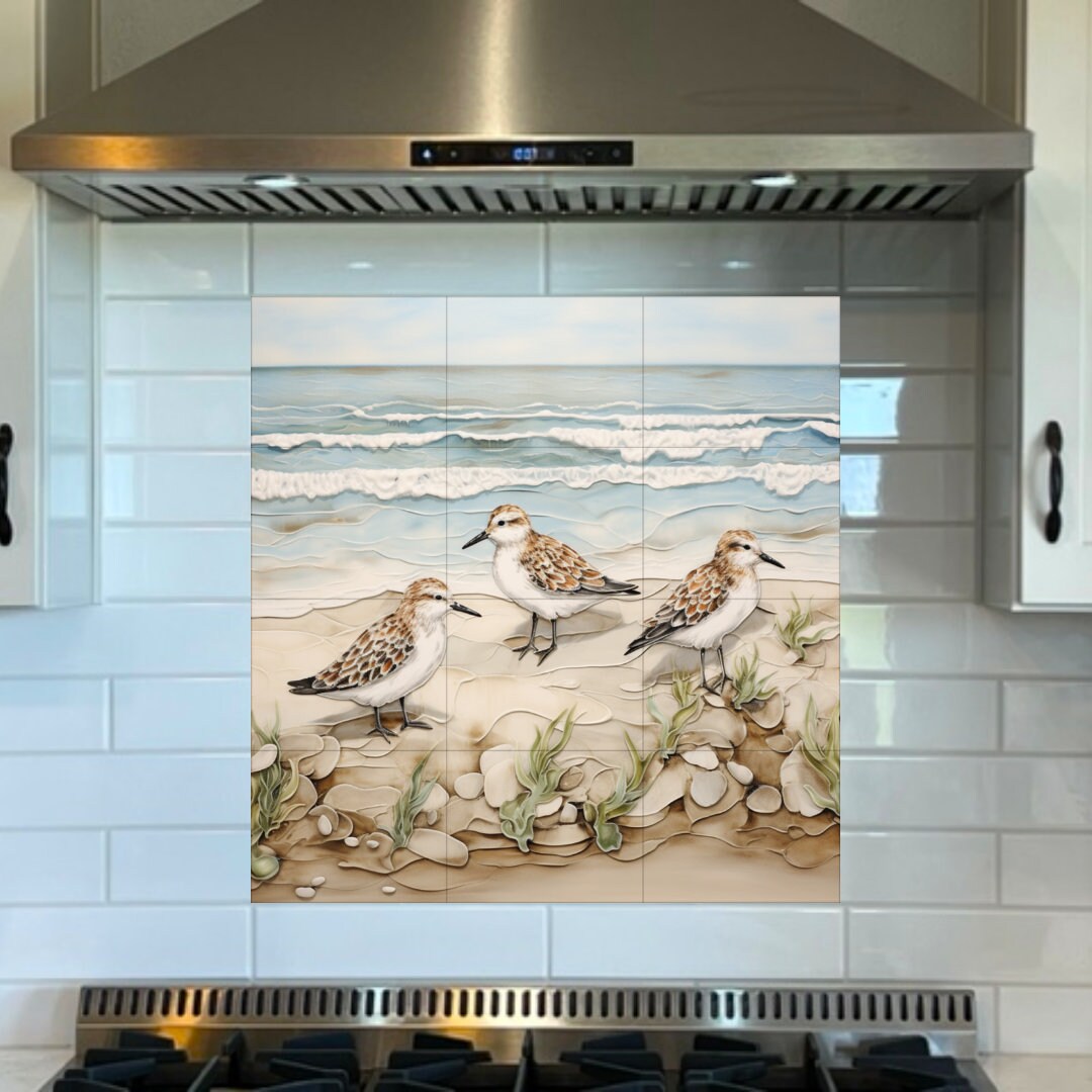Sanderlings Ceramic Backsplash. Coastal Birds Tile. - Etsy