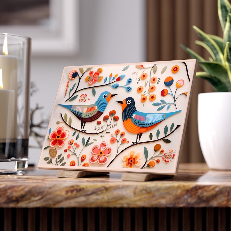 Ceramic Backsplash -scandinavian Birds Tile Mosaic. - Etsy