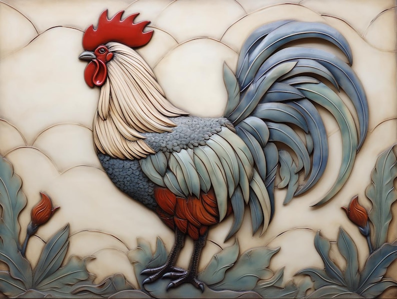 Clay Rooster Ceramic Tile or Mural - Etsy
