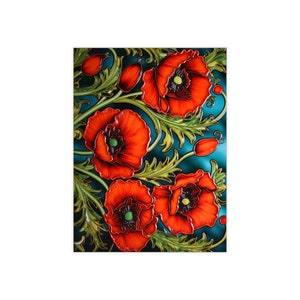 Ceramic Poppy Tiles, Set of 3. - Etsy