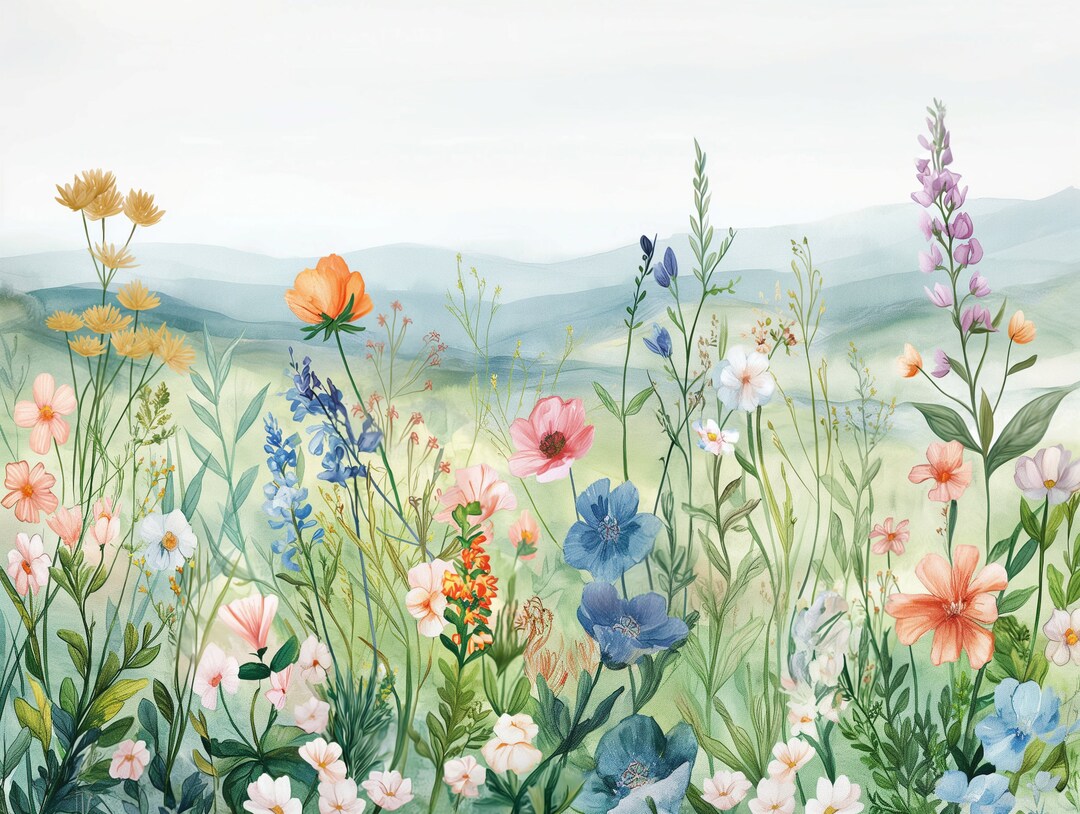 Meadow Landscape Ceramic Tile or Mural. - Etsy