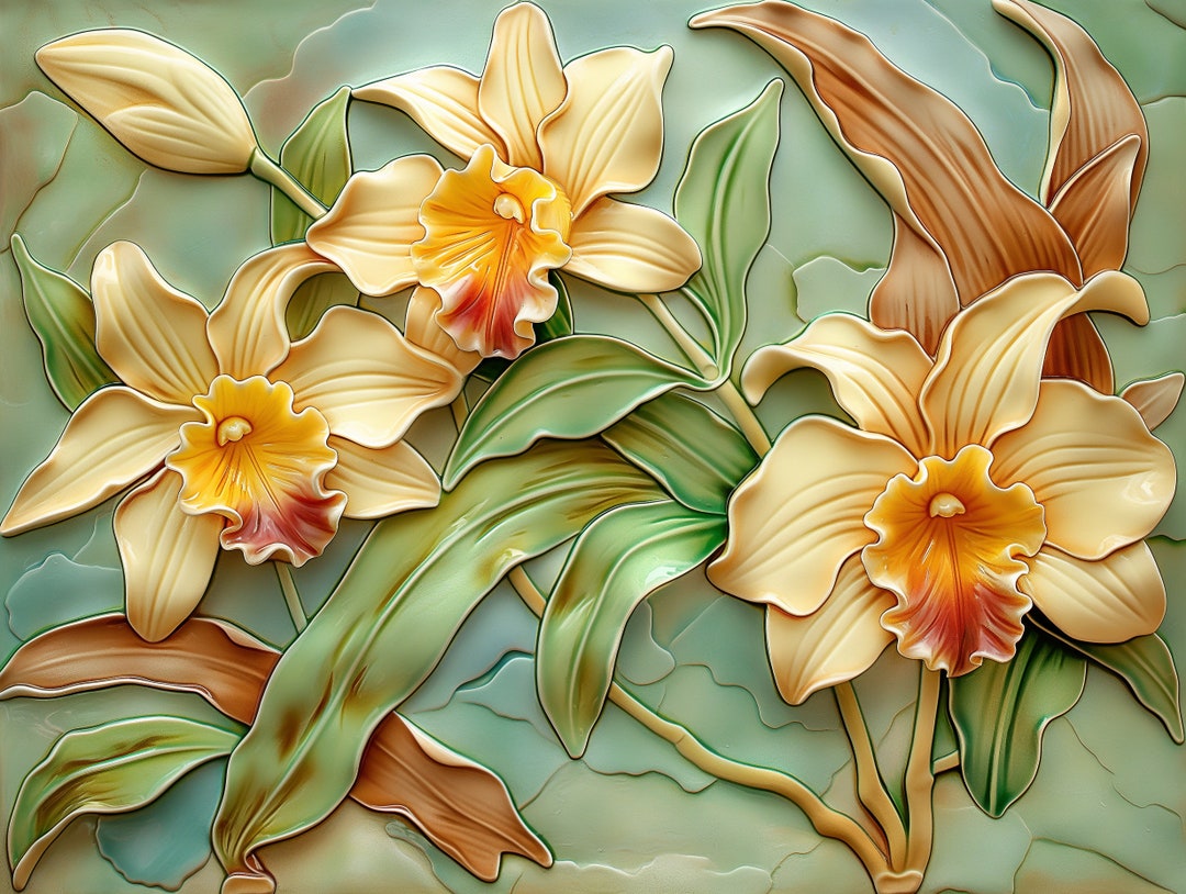 Yellow Orchids Ceramic Tile. - Etsy