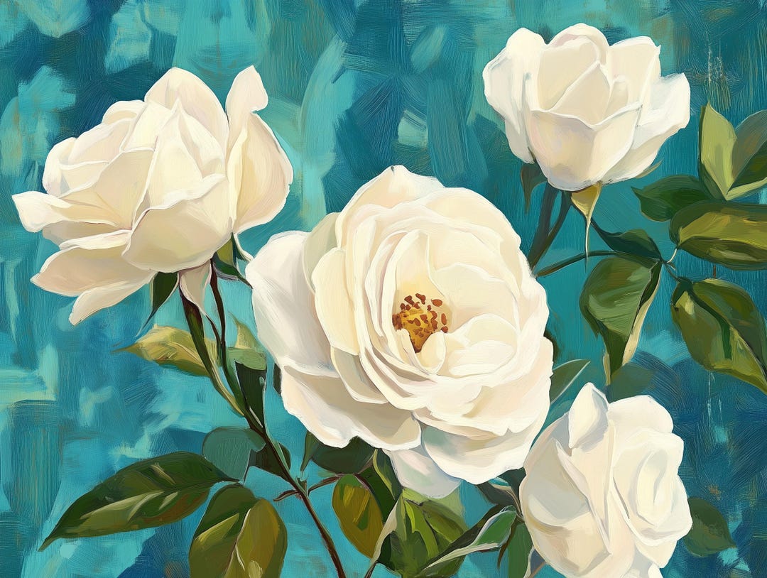 White Roses Ceramic Tiles or Murals. Floral Kitchen Backsplash, Modern ...