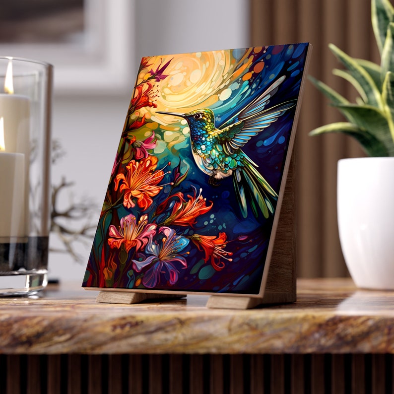 Hummingbirds Ceramic Tiles - Set of 2 -decorative Wall Tile, Bird ...