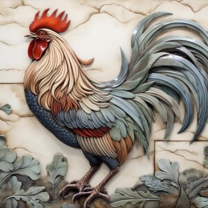 Clay Rooster Ceramic Tile or Mural - Etsy