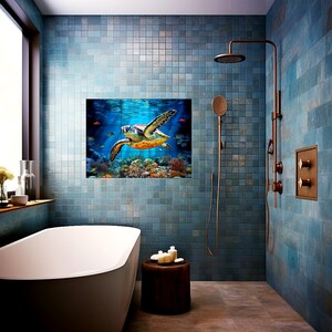 Turtle Ceramic Tile, Under the Sea Shower Insert Tile Mural. - Etsy