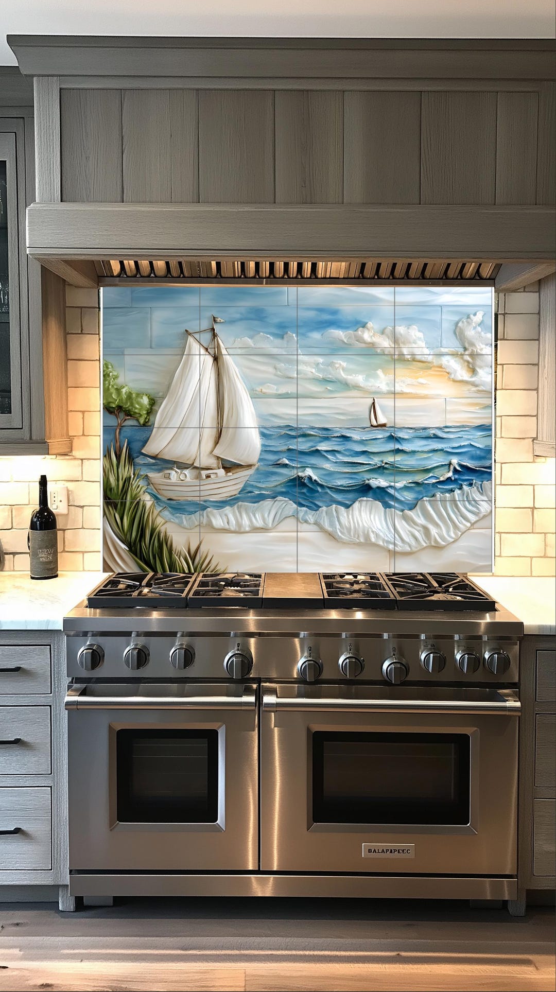 Sailboat Ceramic Tile Backsplash - Kitchen Shower Mural - Etsy