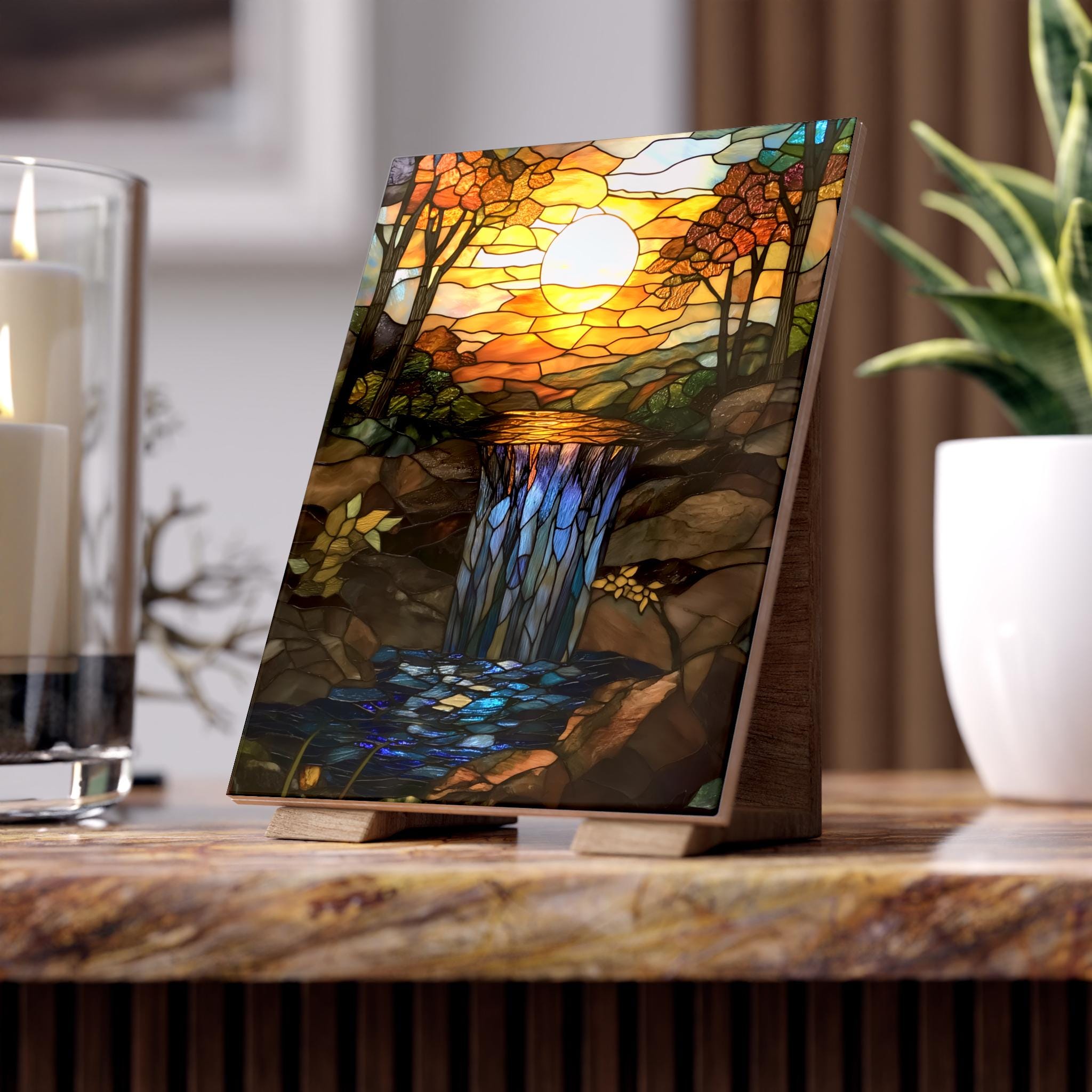 Wonders of Nature Ceramic Tile or Mural, Waterfall Landscape Tile ...