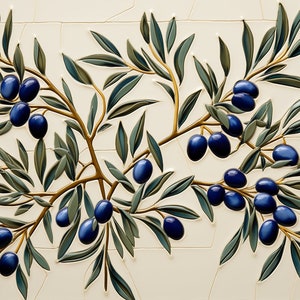 Olive Branch Ceramic Tile - Etsy