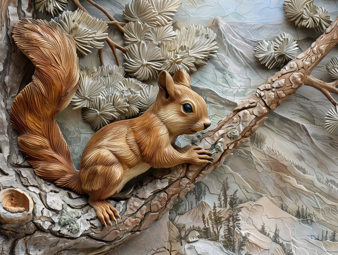 Squirrel in the Tree Ceramic Decorative Tile. - Etsy