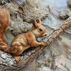 Squirrel in the Tree Ceramic Decorative Tile. - Etsy