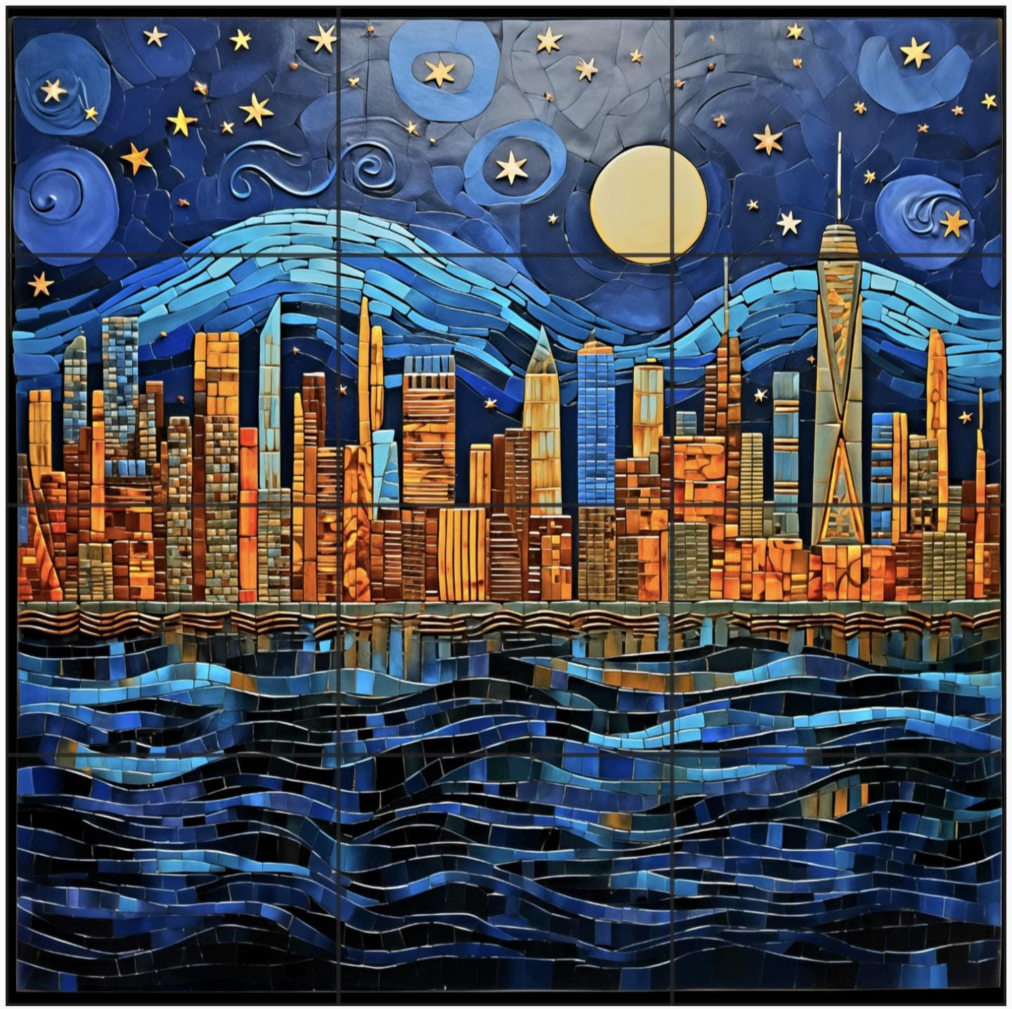 Manhattan Ceramic Tile or Mural. New York City Skyline. - Etsy