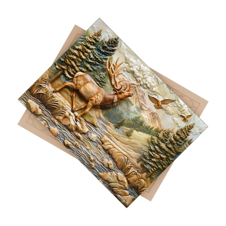 Rustic Elk Ceramic Tile Mural: Nature Scene Cabin Decor (set of 2) - Etsy