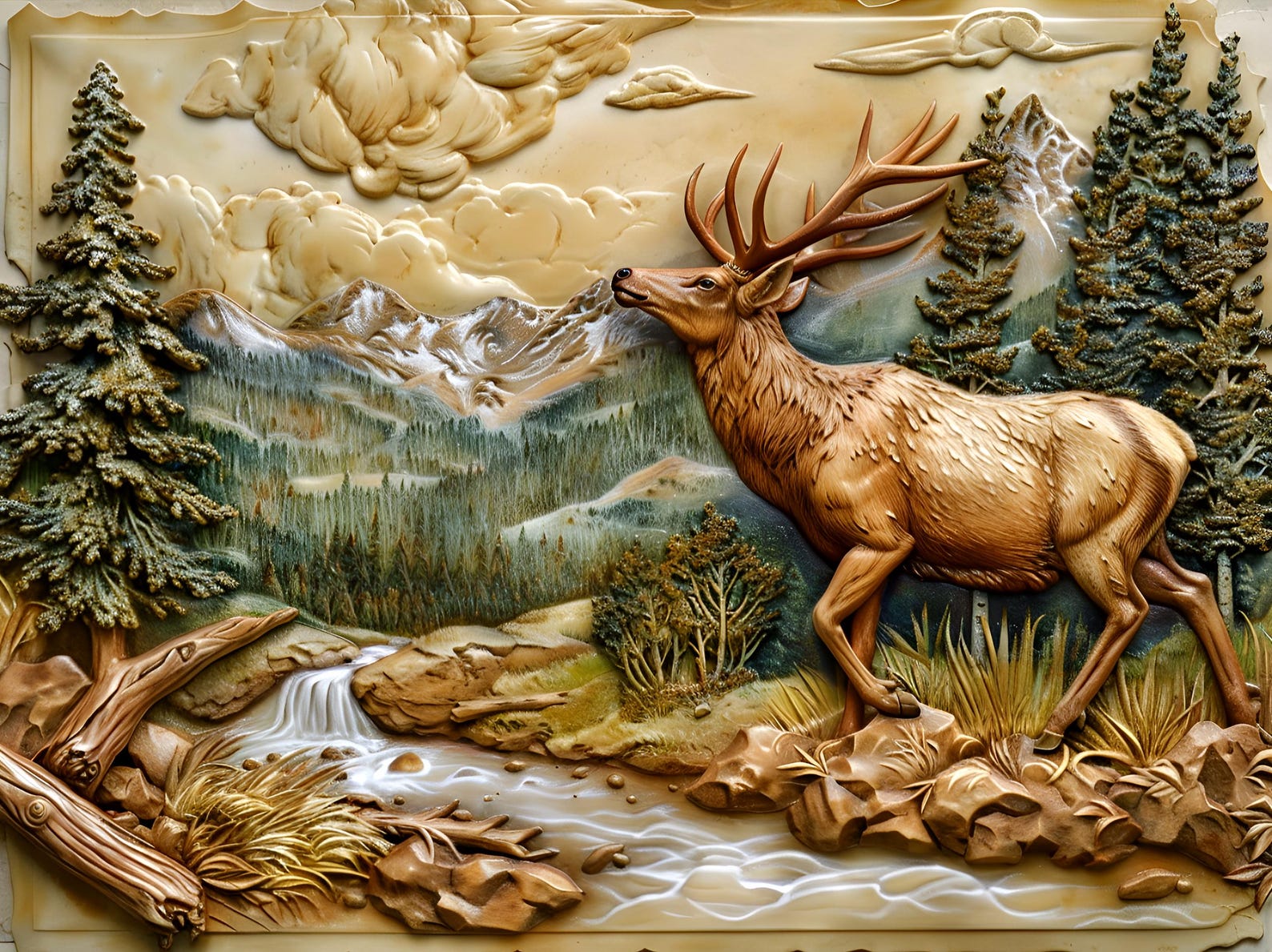 Rustic Elk Ceramic Tile Mural: Nature Scene Cabin Decor (set of 2) - Etsy