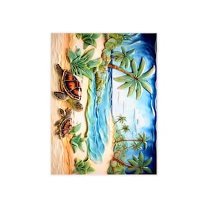 Sea Turtles Ceramic Tile or Mural, Turtles on the Beach Tile, Palm ...