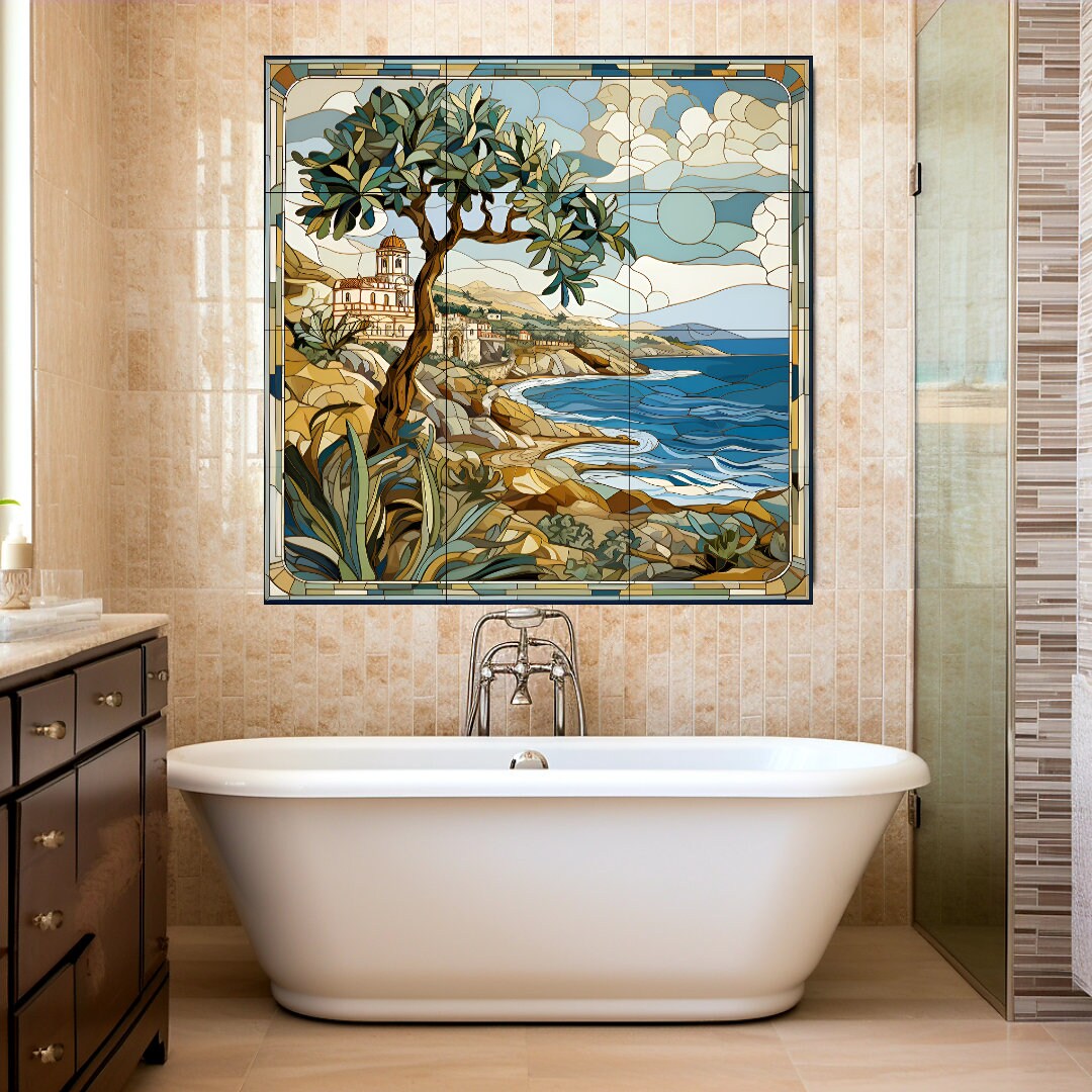 Sicily Coastline Ceramic Tile Backsplash. Italian Landscape Backsplash ...