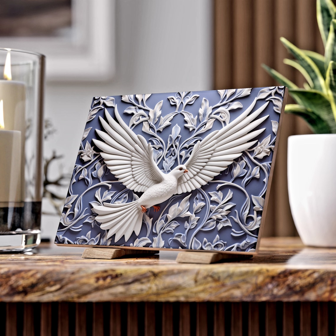 White Dove Ceramic Tile, Bird Accent Tile - Etsy