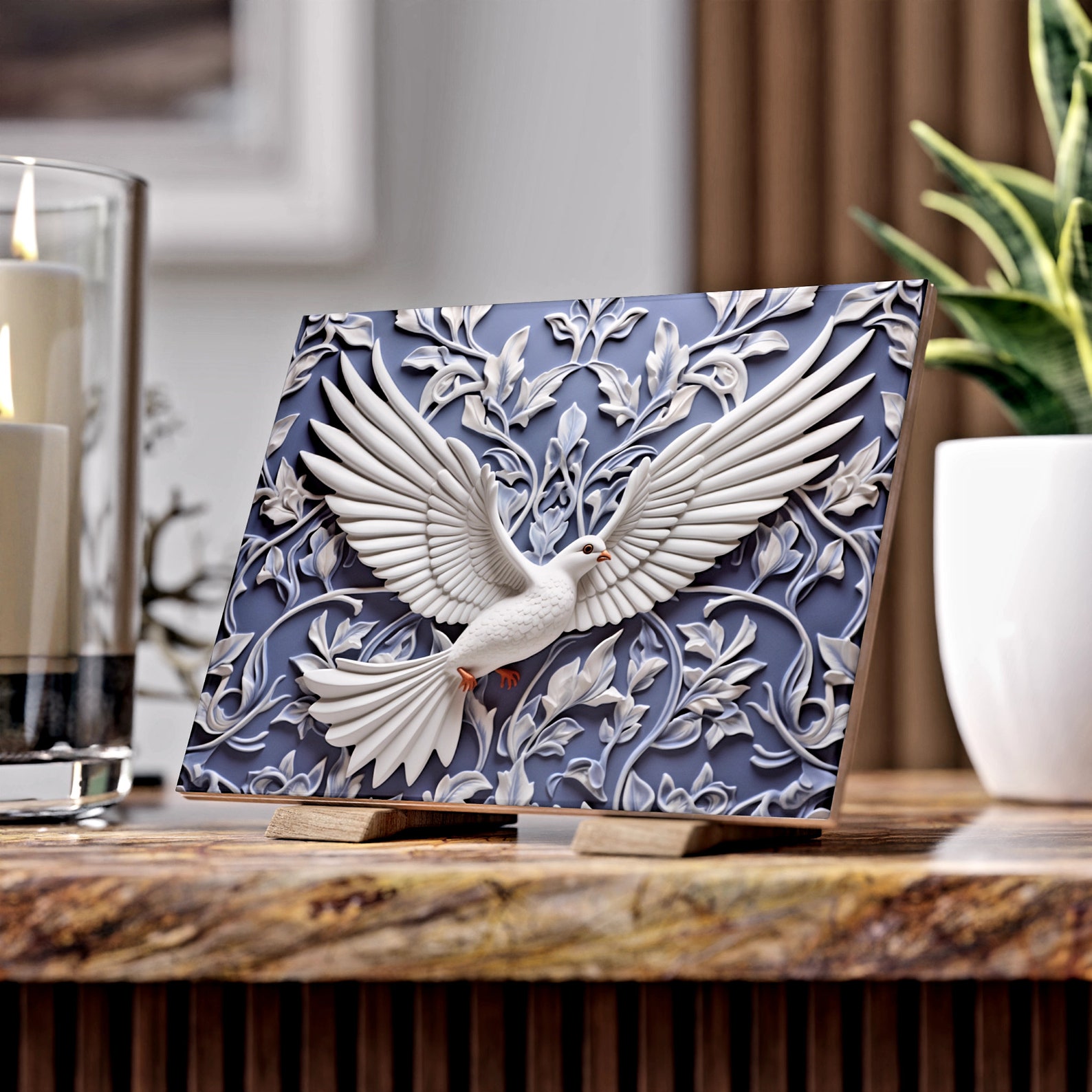 White Dove Ceramic Tile, Bird Accent Tile - Etsy