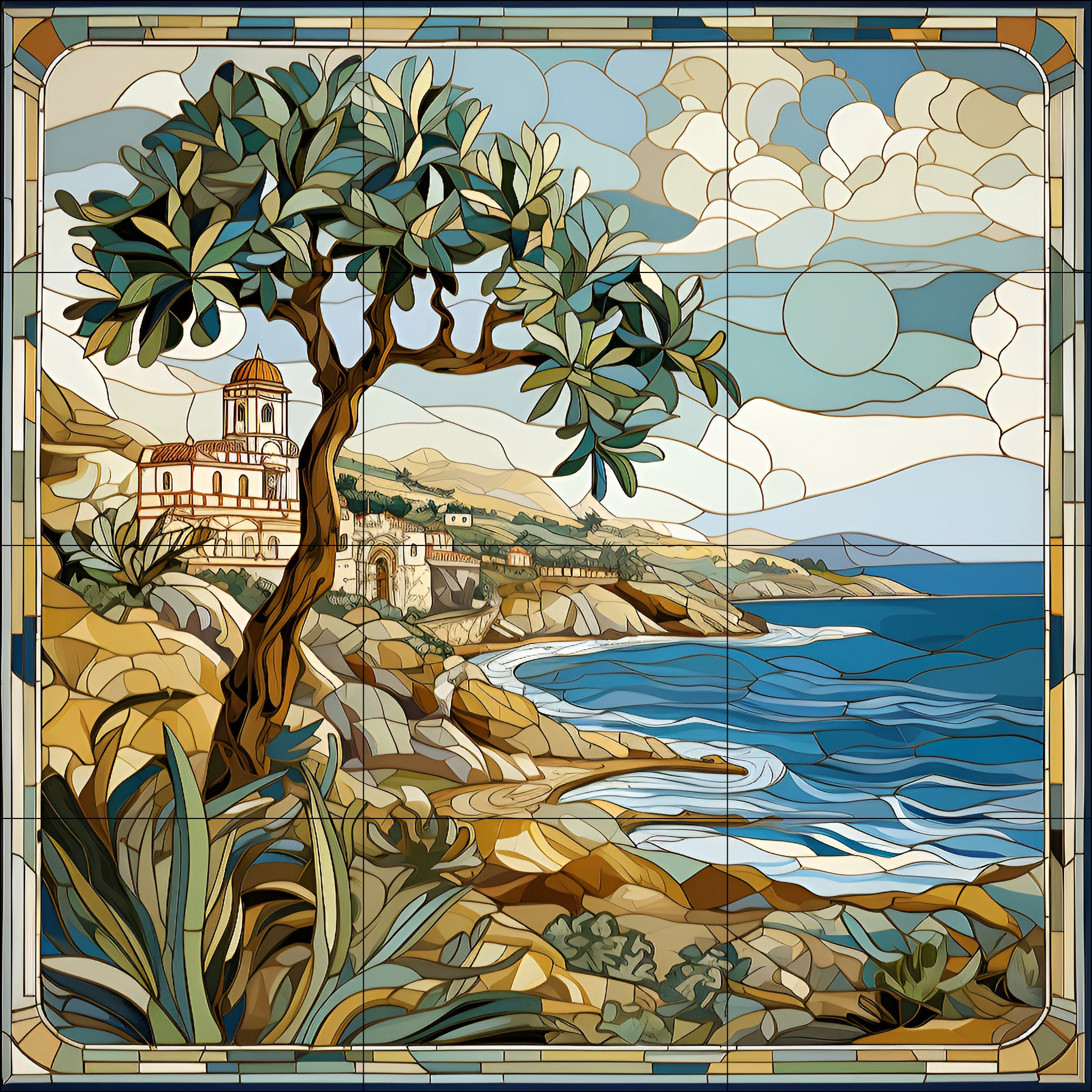 Sicily Coastline Ceramic Tile Backsplash. Italian Landscape Backsplash ...