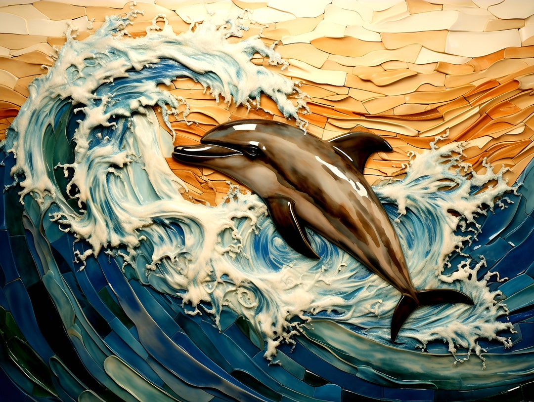 Dolphin Ceramic Tile or Mural, Dolphin Decorative Tile or Mural ...