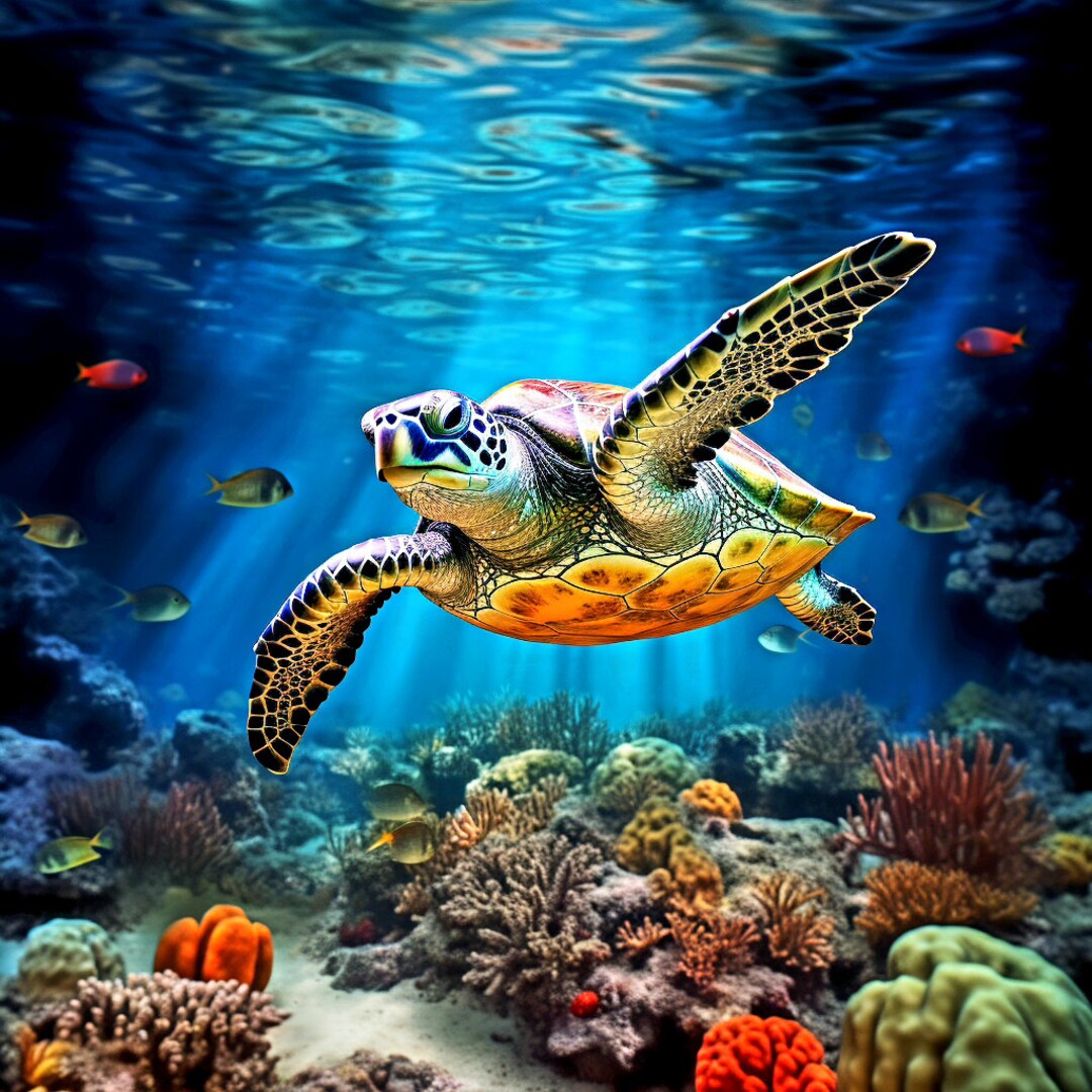 Turtle Ceramic Tile, Under the Sea Shower Insert Tile Mural. - Etsy