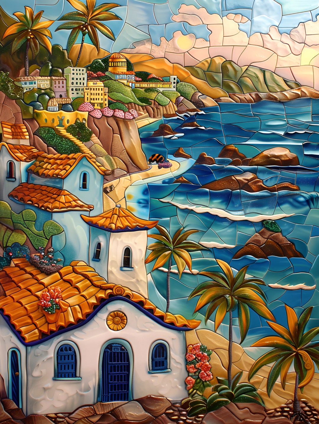 Mexican Riviera Ceramic Tiles. Set of 2. - Etsy