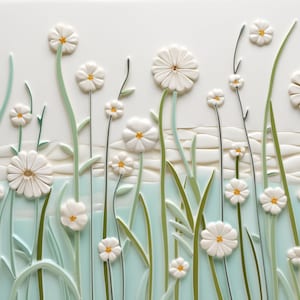Daisies Tile Backsplash, Ceramic Daisy Tiles - Etsy