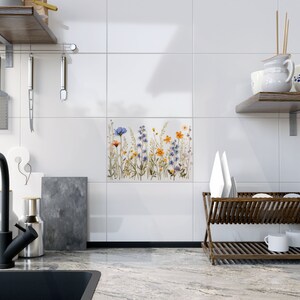 Field Flowers Backsplash, Ceramic Decorative Tiles, Floral Tiles. - Etsy