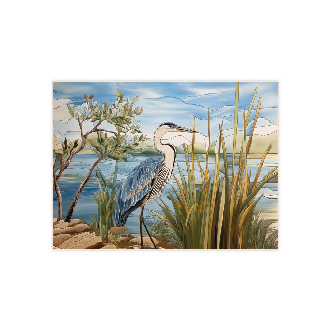 Landscape Blue Heron Ceramic Tile or Mural. - Etsy